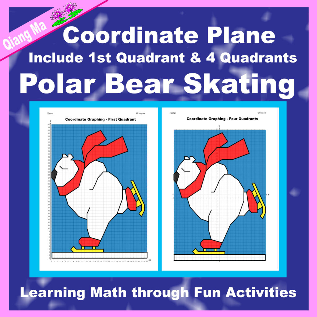 Winter Coordinate Plane Graphing Picture: Polar Bear Skating | Made By ...