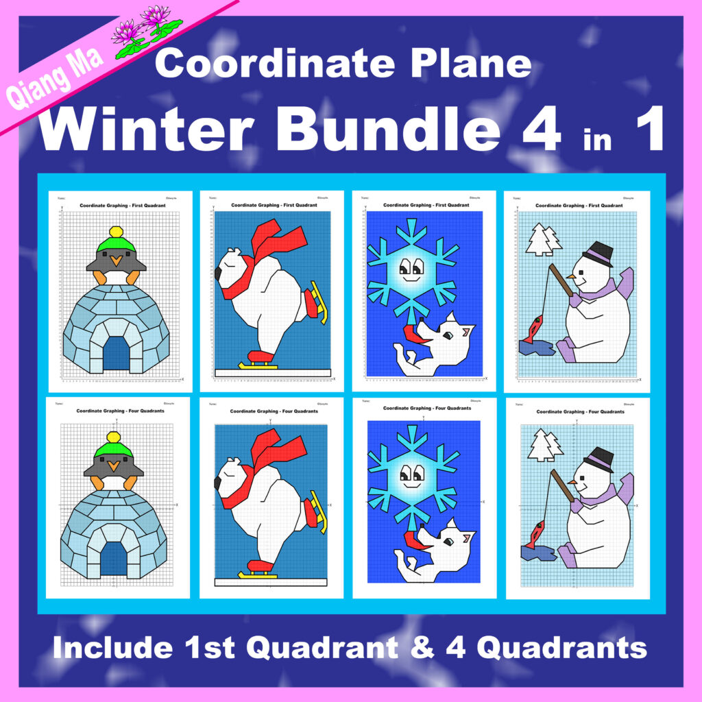 Winter Coordinate Plane Graphing Picture: Winter Bundle 4 in 1 | Made ...