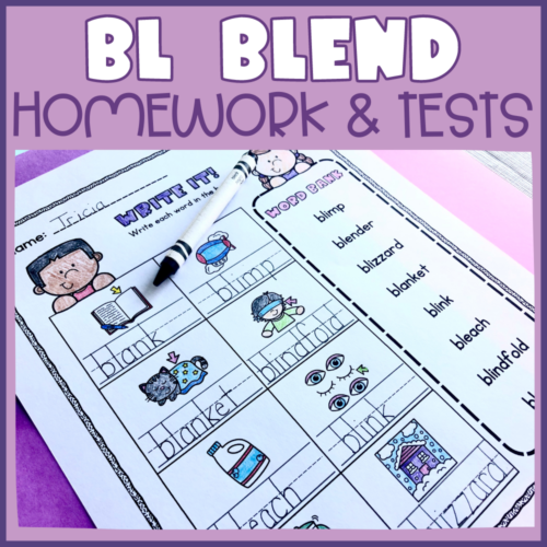 BL Consonant Blends - Spelling Homework Worksheets and Spelling Test ...