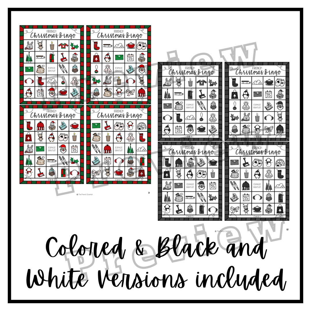 FRENCH Christmas Jeu de BINGO [With 32 different cards & Calling Cards ...