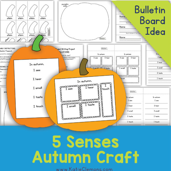 5 Senses Autumn Pumpkin Craft Bulletin Board Craftivity Writing ...