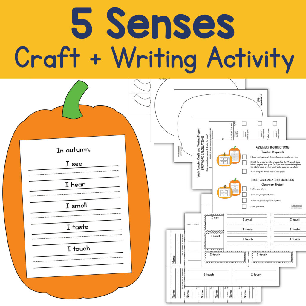 5 Senses Autumn Pumpkin Craft Bulletin Board Craftivity Writing ...