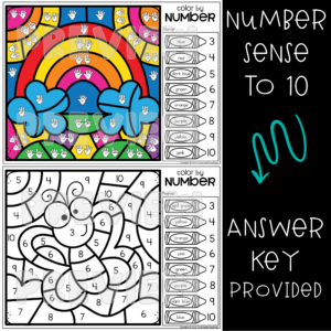 Spring Number Subitizing Worksheets Color by Number Subitizing to 10 ...