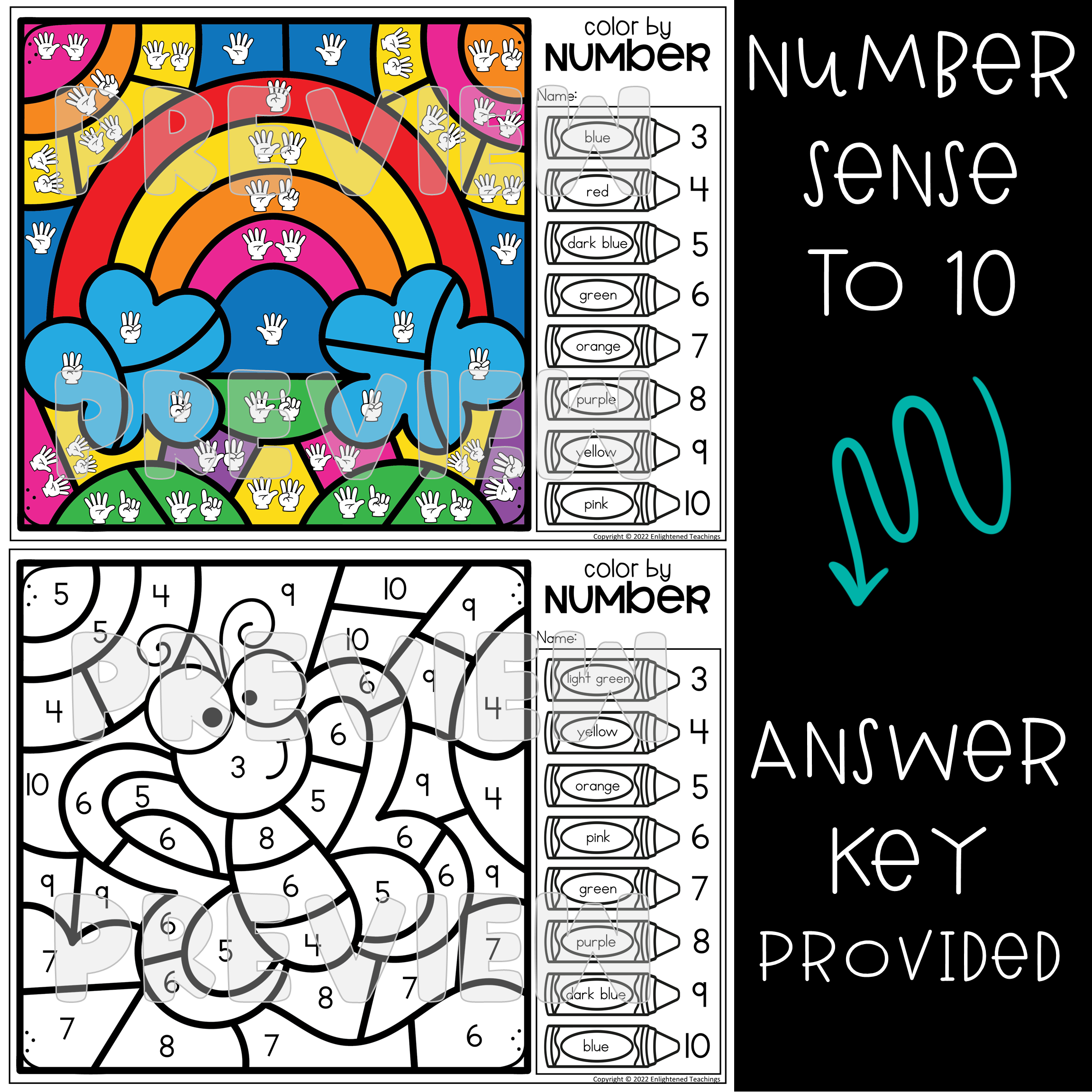 Spring Number Subitizing Worksheets Color by Number Subitizing to 10 ...