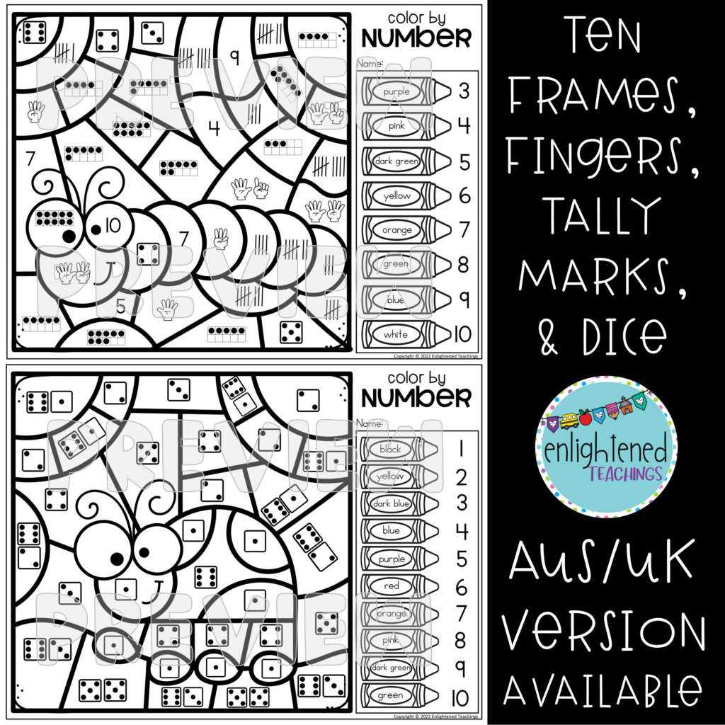 Spring Number Subitizing Worksheets Color by Number Subitizing to 10 ...