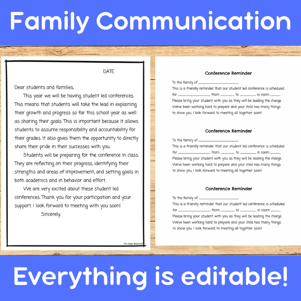 Student Led Conferences Templates Materials Handouts Lesson + Letters ...