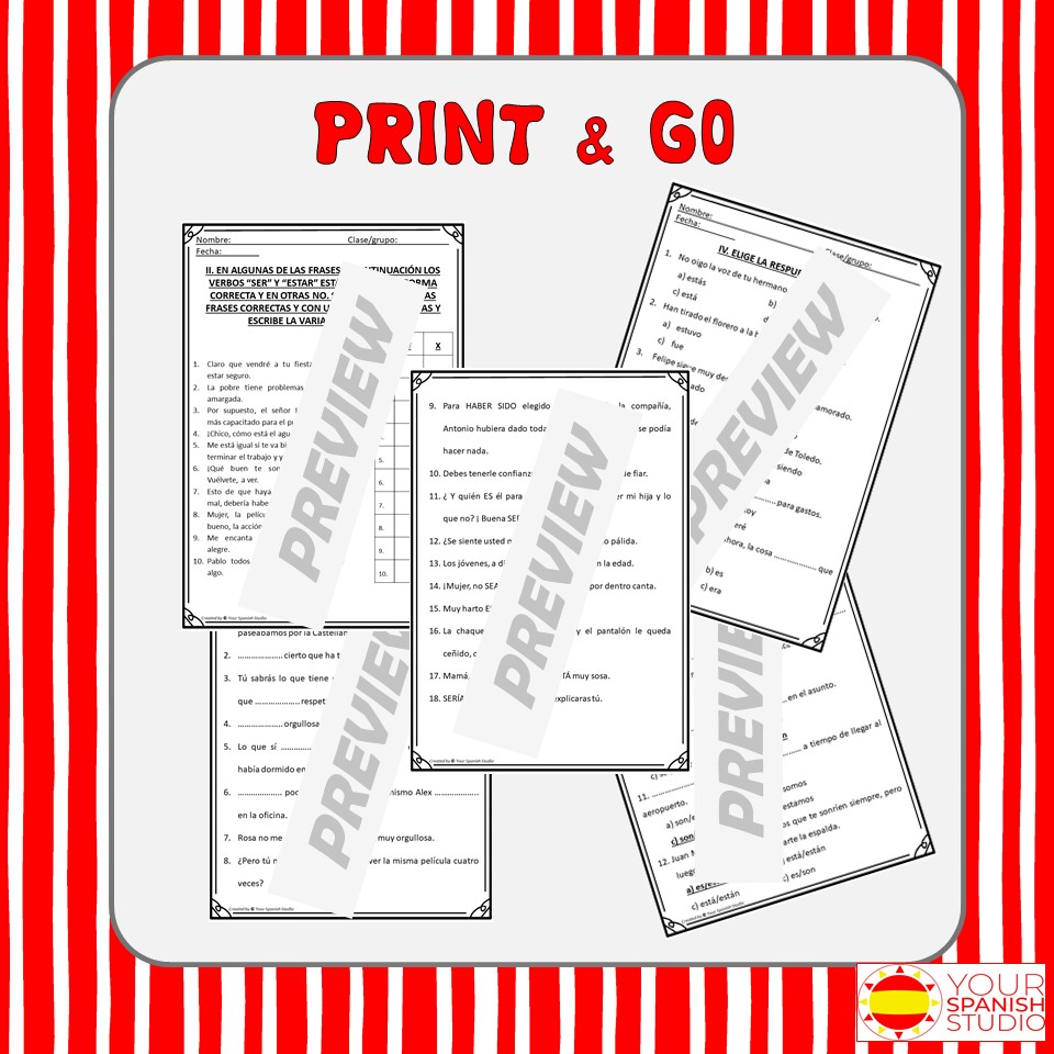 Ser and Estar in Spanish grammar activities for advanced learners no ...