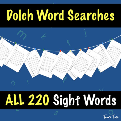 Dolch Word Searches for Pre-Primer, Primer, 1st, 2nd, and 3rd Grade ...