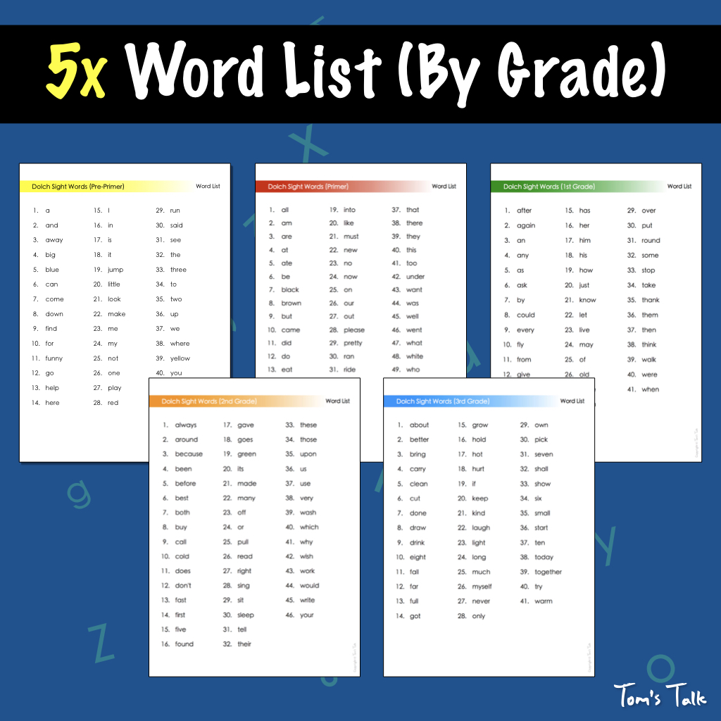 Dolch Word Searches for Pre-Primer, Primer, 1st, 2nd, and 3rd Grade ...
