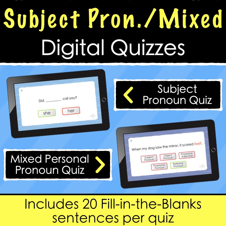 SUBJECT PRONOUNS - Fill-in-the-Blanks Activities - Digital + Print and ...