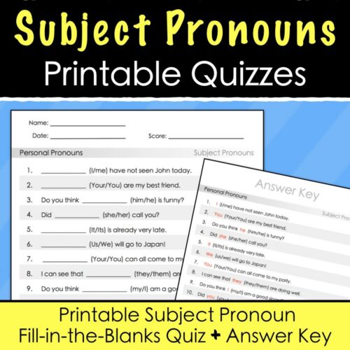 SUBJECT PRONOUNS - Fill-in-the-Blanks Activities - Digital + Print and ...