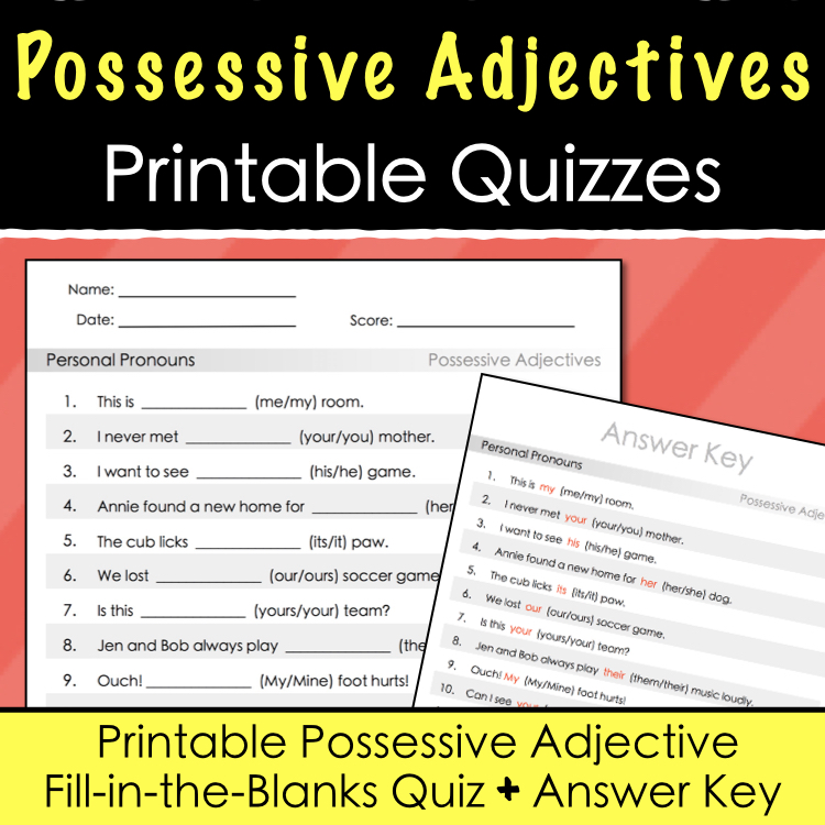 POSSESSIVE ADJECTIVES - Fill-in-the-Blanks Activities - Digital + Print ...