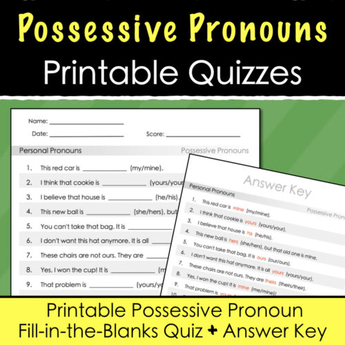 POSSESSIVE PRONOUNS - Fill-in-the-Blanks Activities - Digital and Print ...