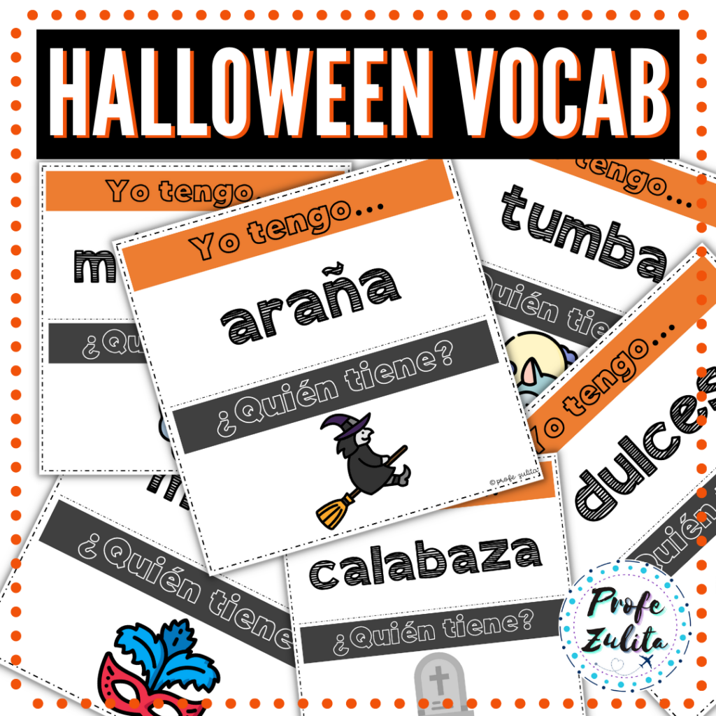 Halloween Spanish Vocab Yo tengo, quien tiene game Noche de Brujas ...