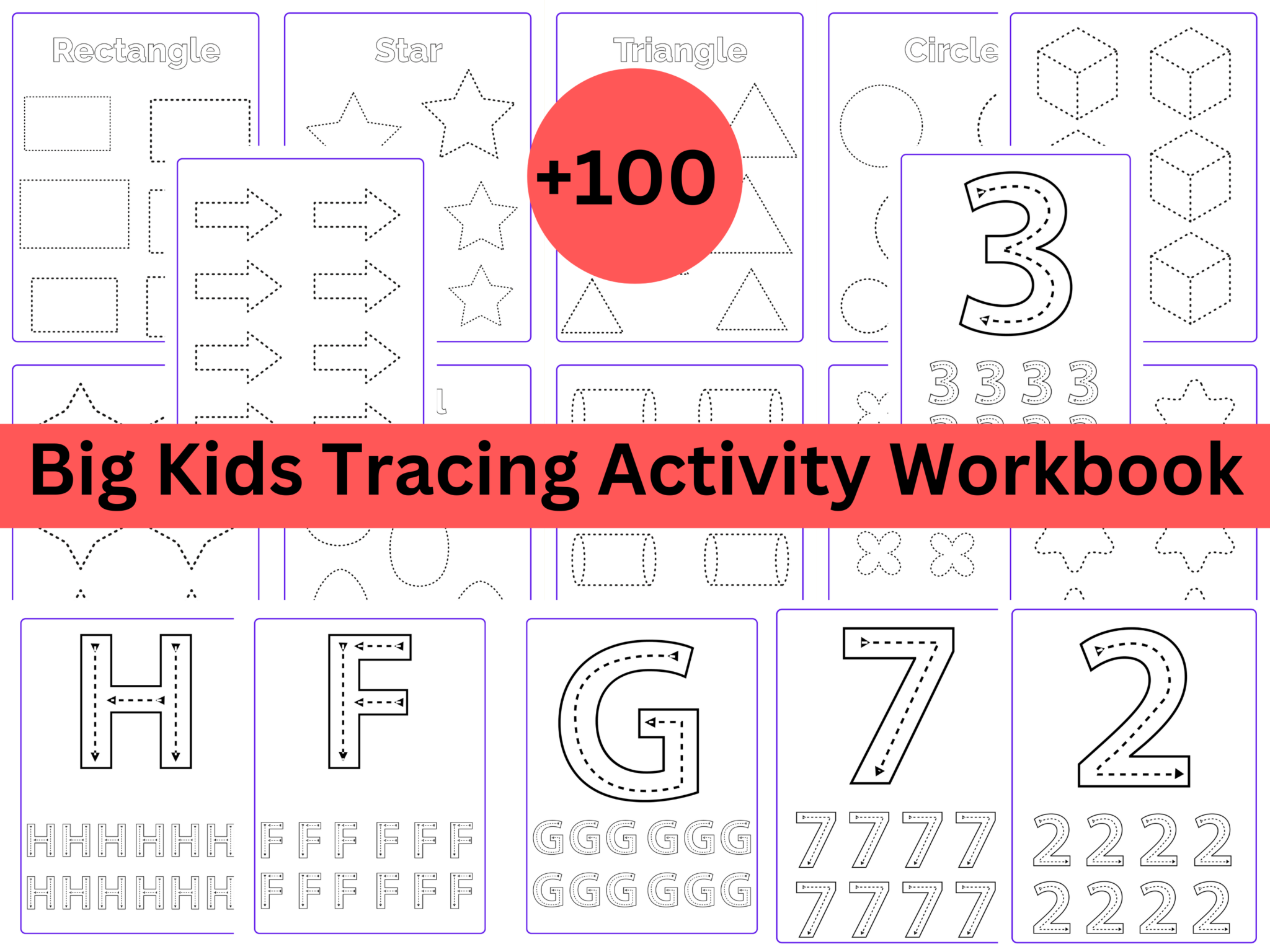 Big Kids Tracing Activity Workbook +100 worksheets | Made By Teachers