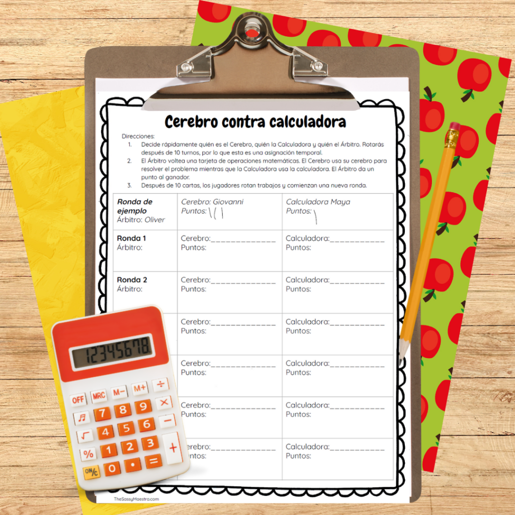 FREE Math Facts Game Brain vs Calculator English & Spanish | Made By ...