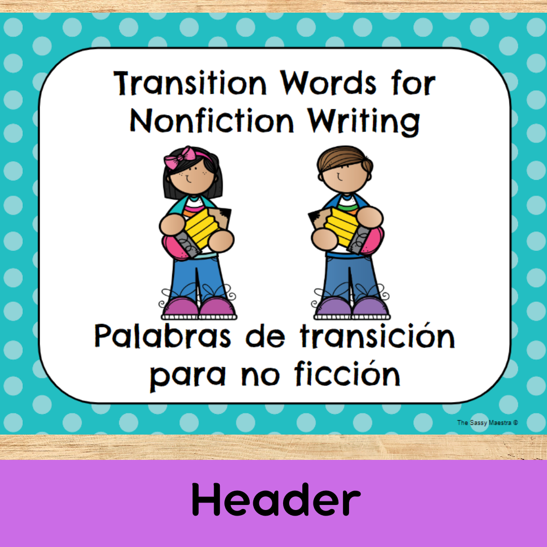 Bilingual Transition Words Posters for Nonfiction Writing Spanish ...