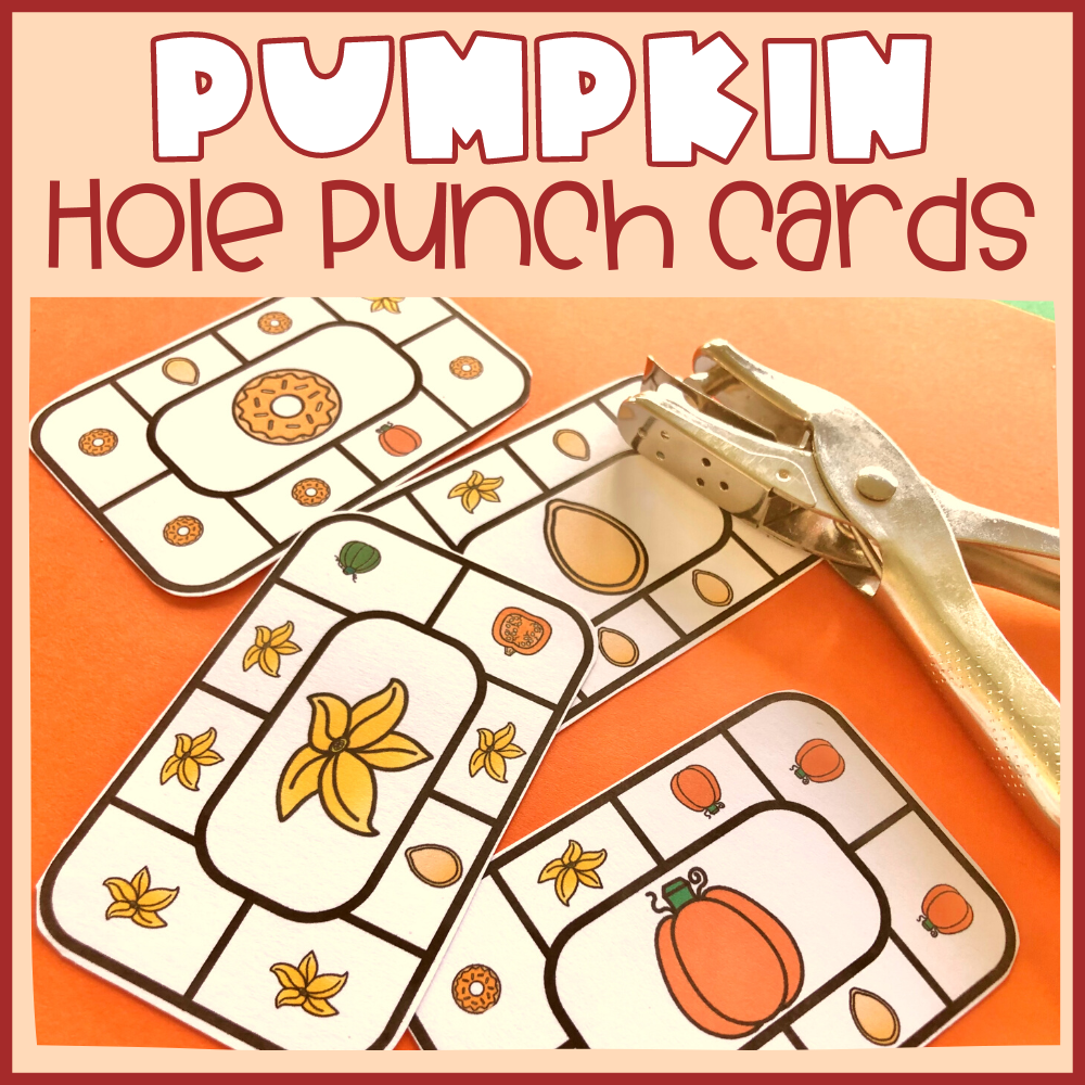 Fall Fine Motor Hole Punch Cards with Pumpkin Theme - Made By Teachers