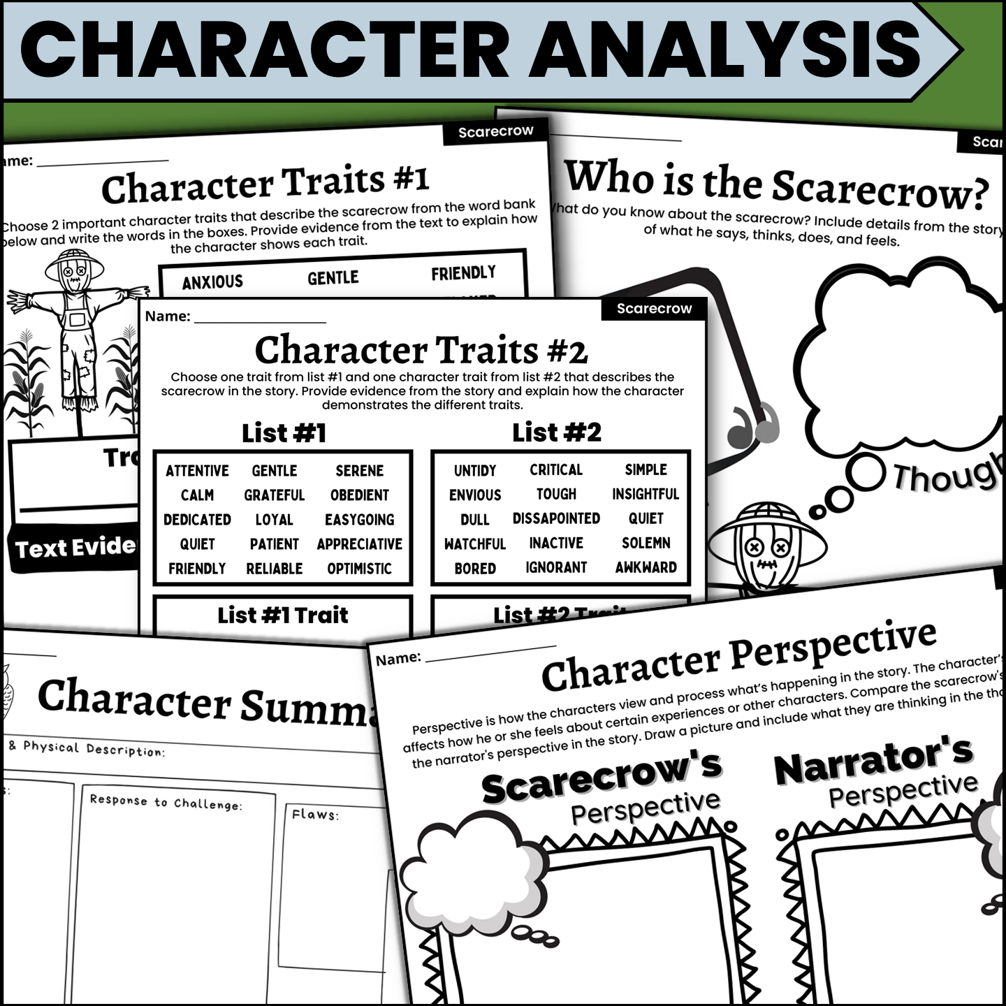 Scarecrow by Cynthia Rylant Interactive Read Aloud Activities for Fall ...