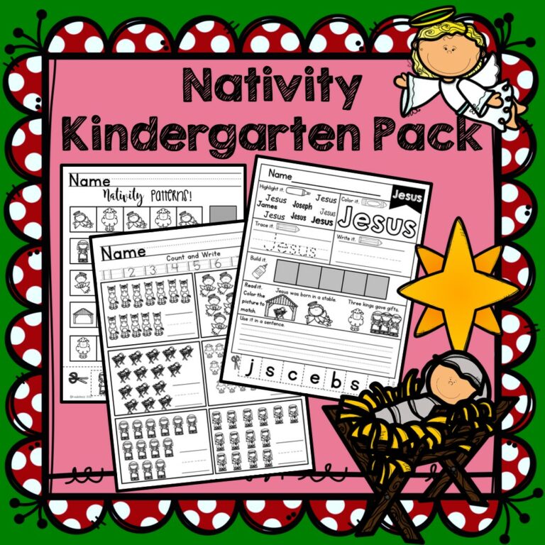 Nativity Kindergarten Pack, Christmas Catholic, Nativity Worksheets ...