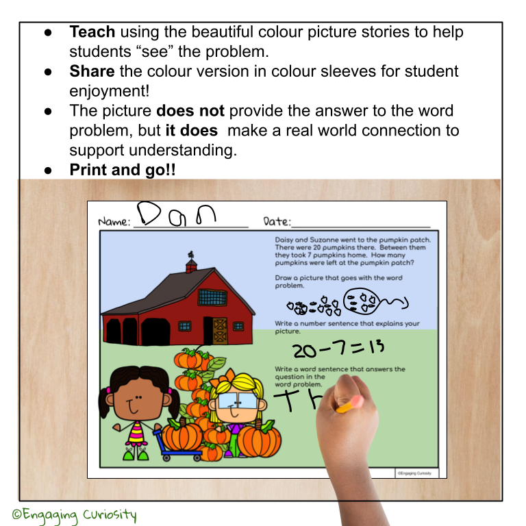 Fall K-2 Math Word Problems | Made By Teachers