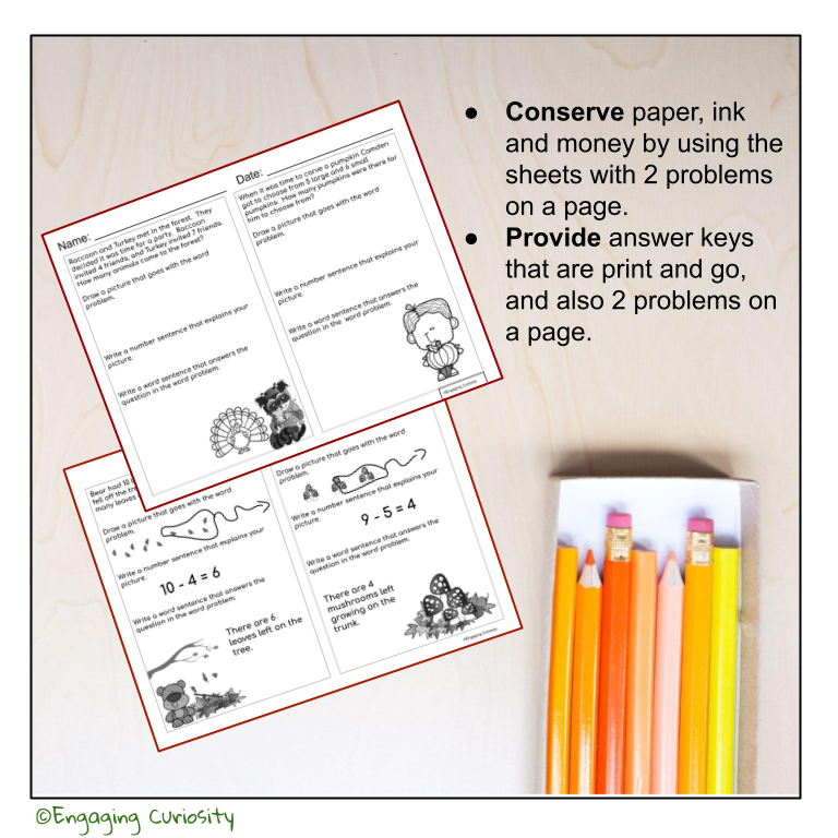 Fall K-2 Math Word Problems | Made By Teachers