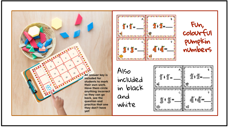 Fall Math, Addition, Subtraction, Subitising, Games and Activities ...