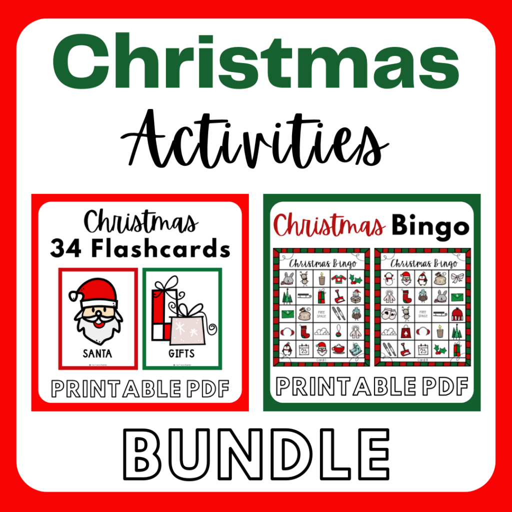 Christmas Flash Cards & BINGO Puzzle Activity BUNDLE | Made By Teachers