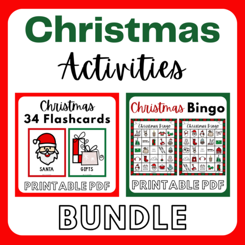 Christmas Flash Cards & BINGO Puzzle Activity BUNDLE | Made By Teachers