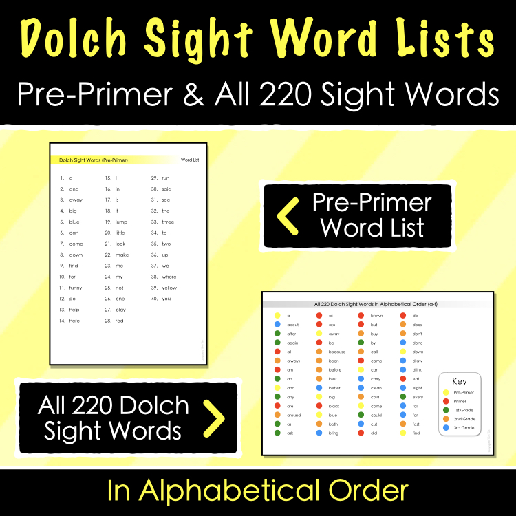Dolch Pre-Primer Sight Word BINGO - 30+ Bingo Cards, Flashcards + Word ...