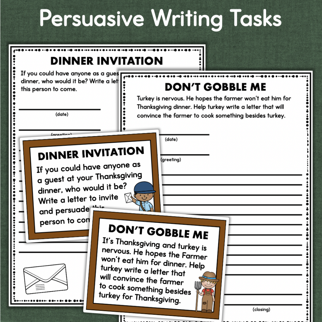 Thanksgiving Writing Prompts Narrative Descriptive Persuasive ...