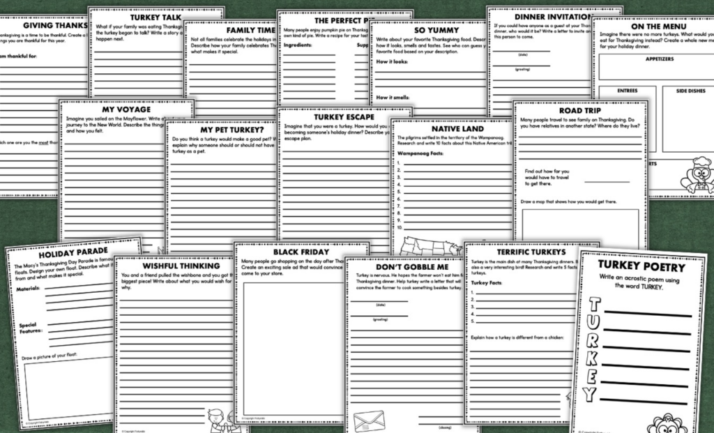 Thanksgiving Writing Prompts Narrative Descriptive Persuasive ...