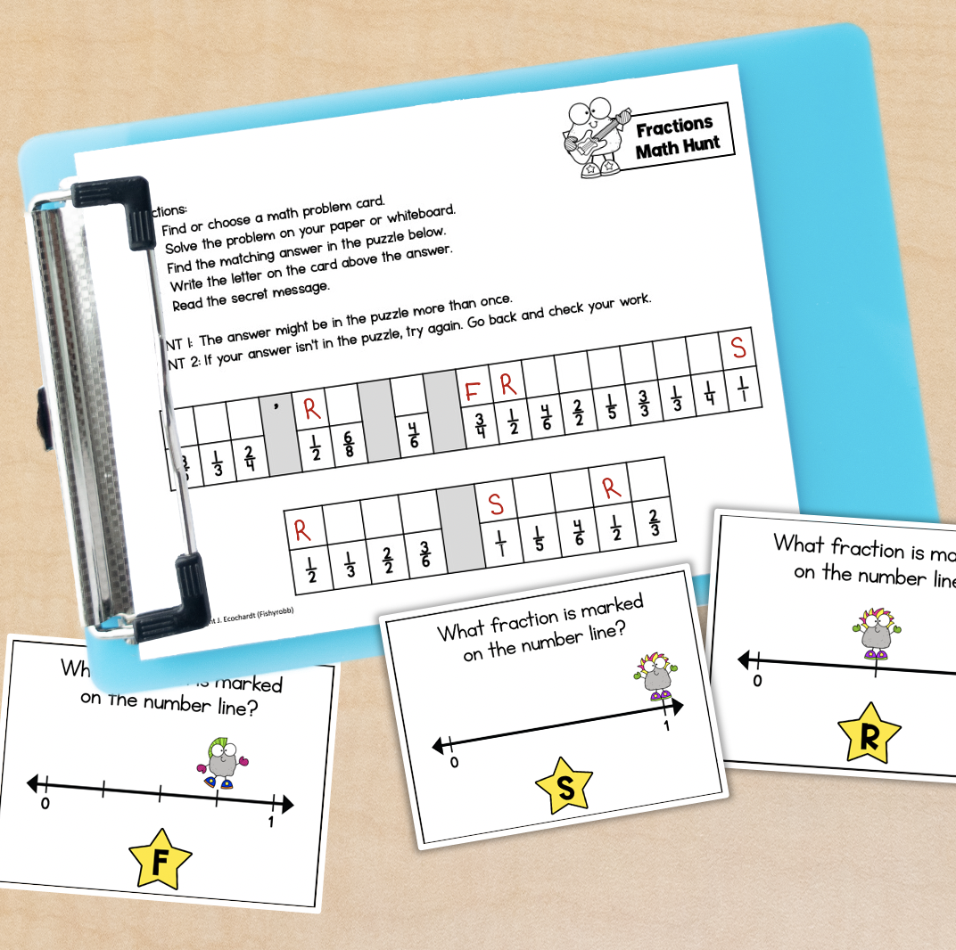 Fractions 3rd Grade Math Scavenger Hunt Secret Message Activity | Made ...