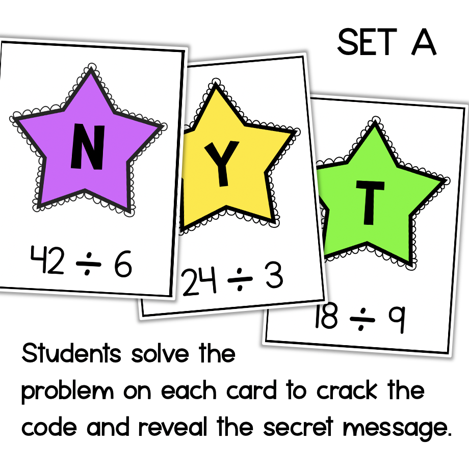 Division Facts Math Scavenger Hunt Secret Message Activity | Made By ...