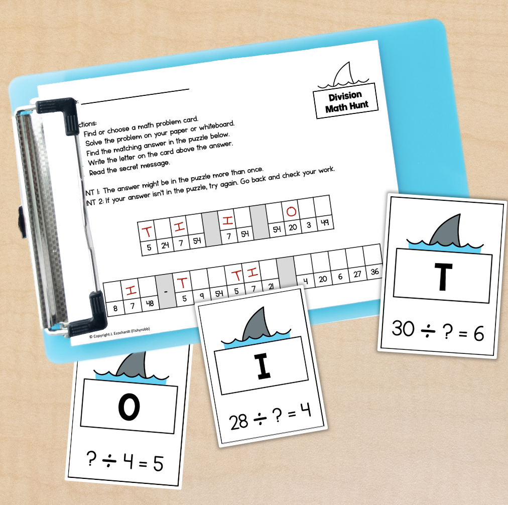 Division Facts Math Scavenger Hunt Secret Message Activity | Made By ...