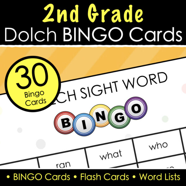 Dolch 2nd Grade Sight Word BINGO - 30+ Bingo Cards, Flashcards + Word ...