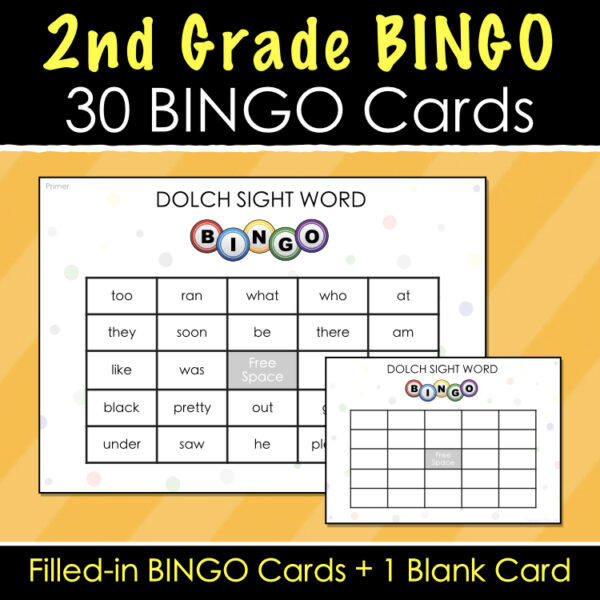 Dolch 2nd Grade Sight Word BINGO - 30+ Bingo Cards, Flashcards + Word ...