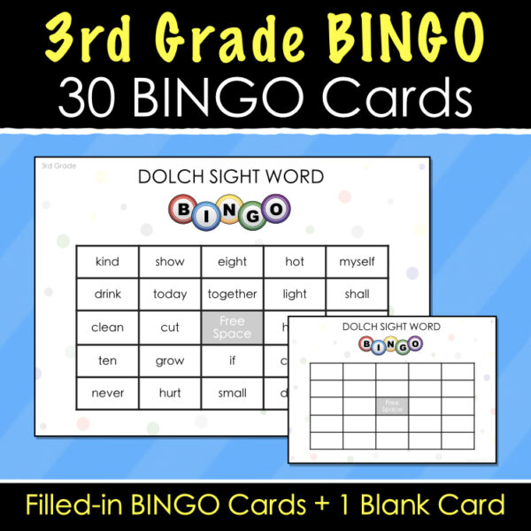 Dolch 3rd Grade Sight Word BINGO - 30+ Bingo Cards, Flashcards + Word ...