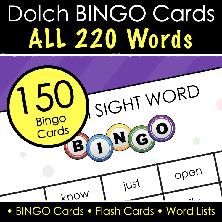 Dolch Sight Word BINGO Bundle - 150+ Bingo Cards, Flashcards + Word ...