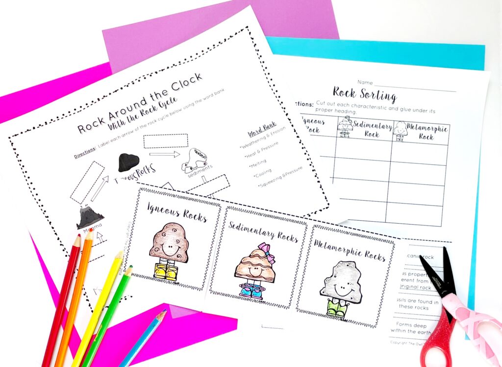 Rocks and Minerals, Types of Rocks, Rock Cycle Worksheets, Reading ...