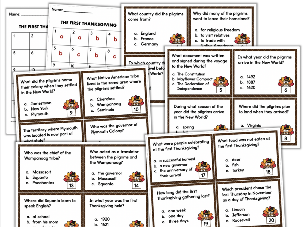 The First Thanksgiving Task Cards | Made By Teachers