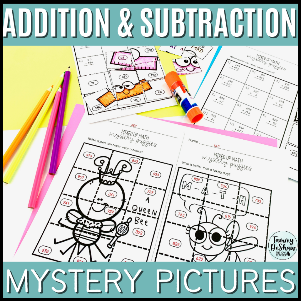 Addition and Subtraction within 1000 with Regrouping Mystery Picture ...