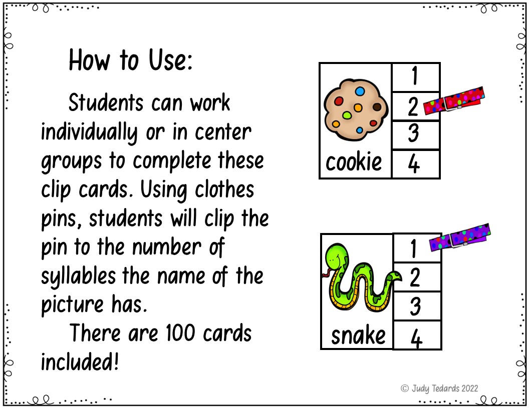 Clip Cards {Syllables} | Made By Teachers