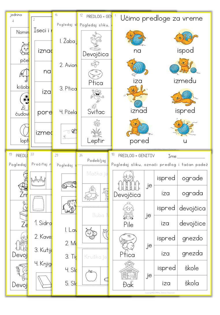 Serbian Prepositions Worksheets Latin Alphabet- Učimo predloge | Made ...