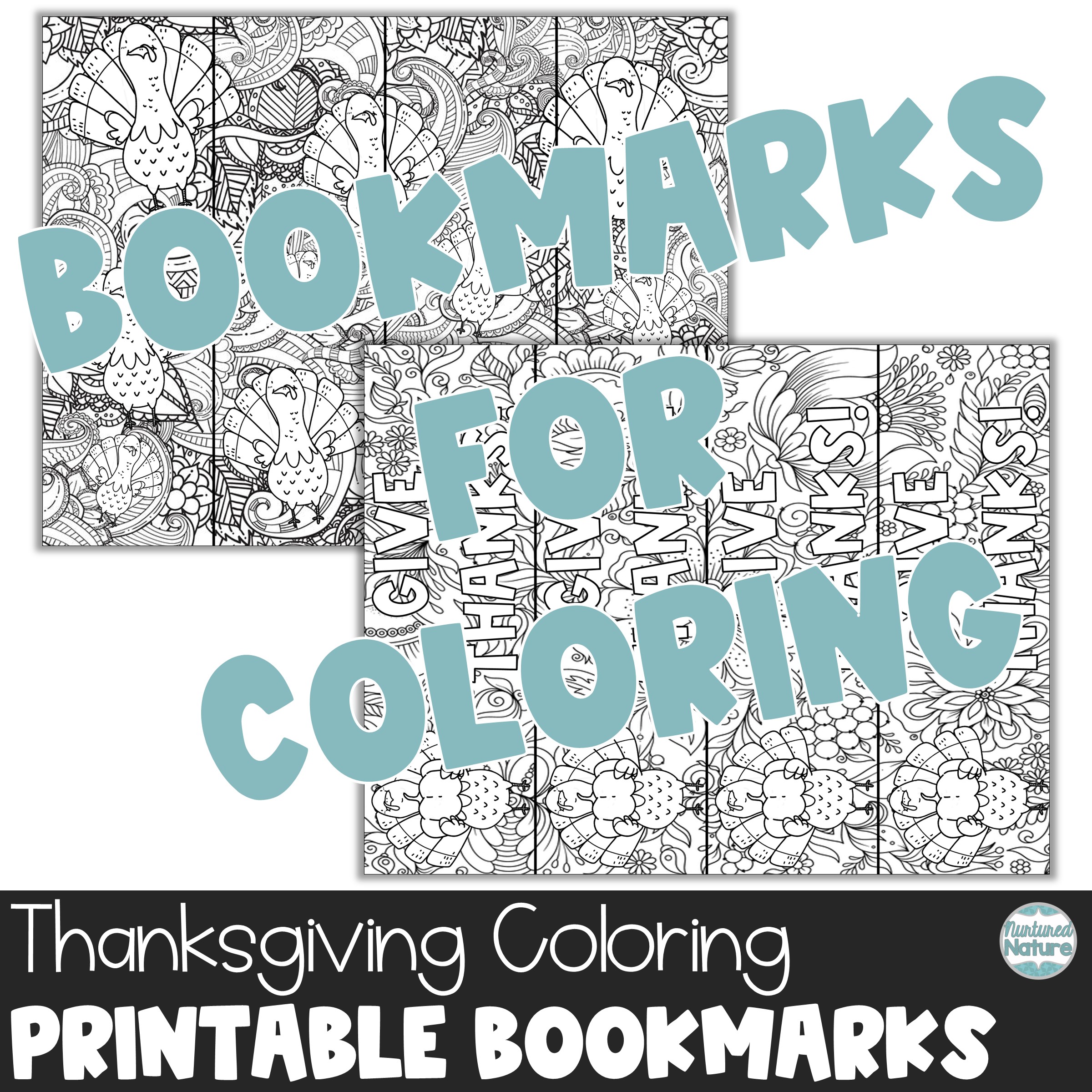 Thanksgiving Zentangle Coloring Sheet Bookmarks for Fall | Made By Teachers
