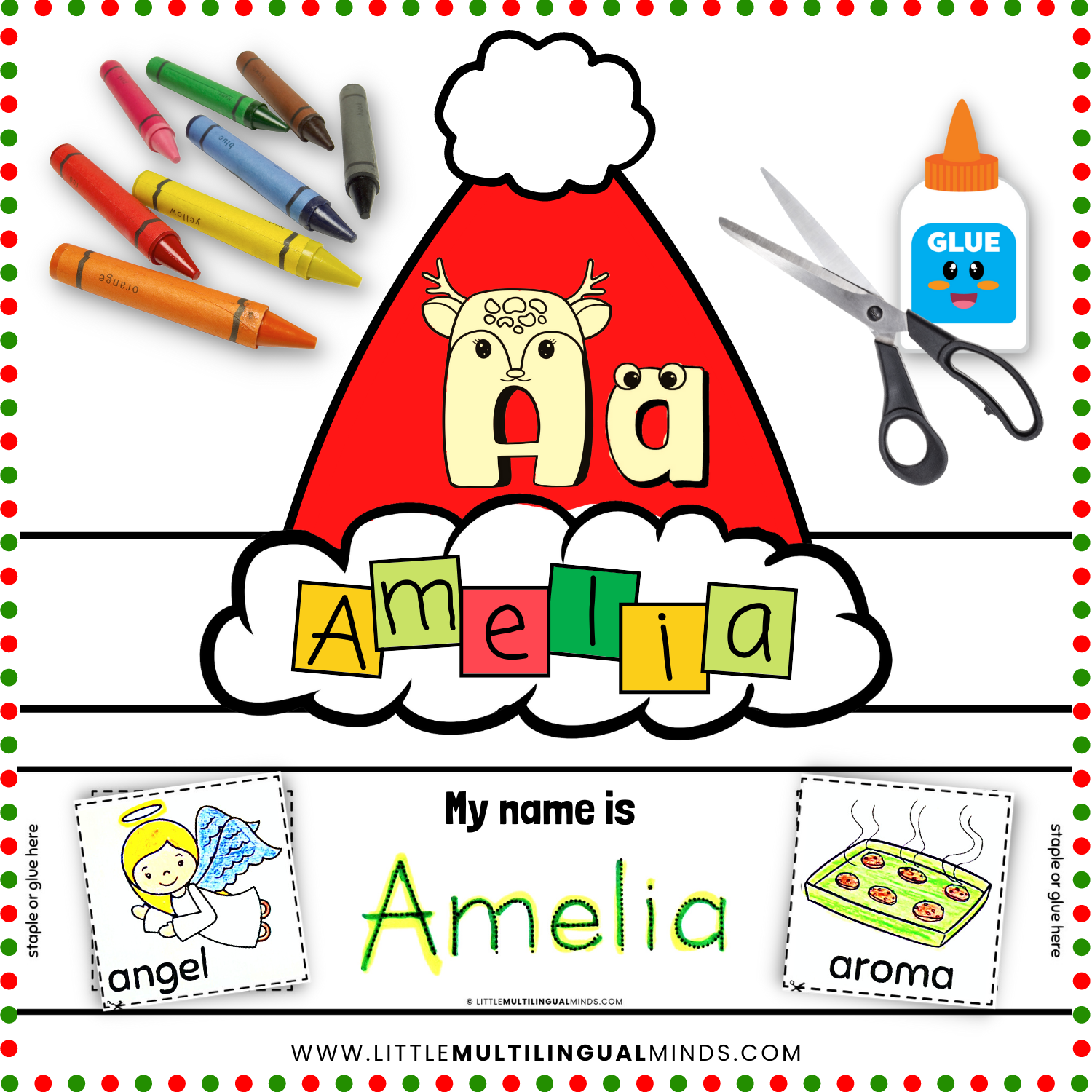 Christmas Name Craft: Name Tracing Editable, Santa Name Hat | Made By ...