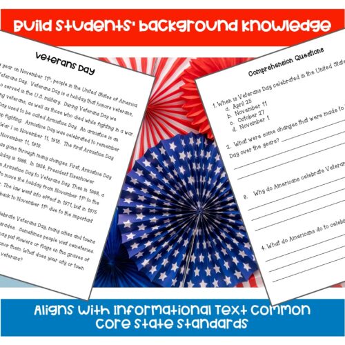Veterans Day Reading Comprehension & Activities Packet - Made By Teachers