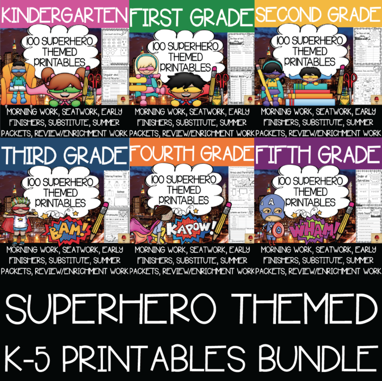 Superhero Themed Worksheets Bundle {600 Standards Aligned Printables ...