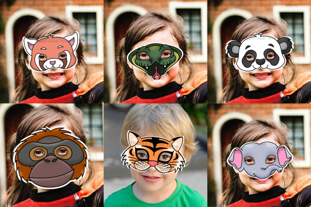 Asian Animal Paper Masks Printable Jungle Craft Activity Costume | Made ...