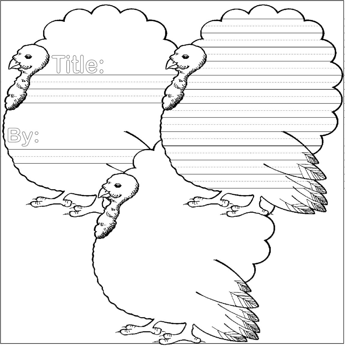 Turkey Shape Book * Primary Handwriting Lines * Writing Thanksgiving ...